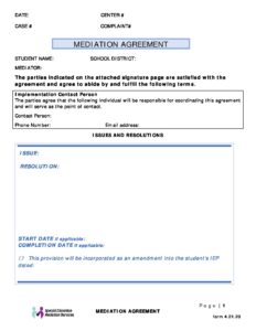 7. Mediation Agreement | Special Education Mediation Services